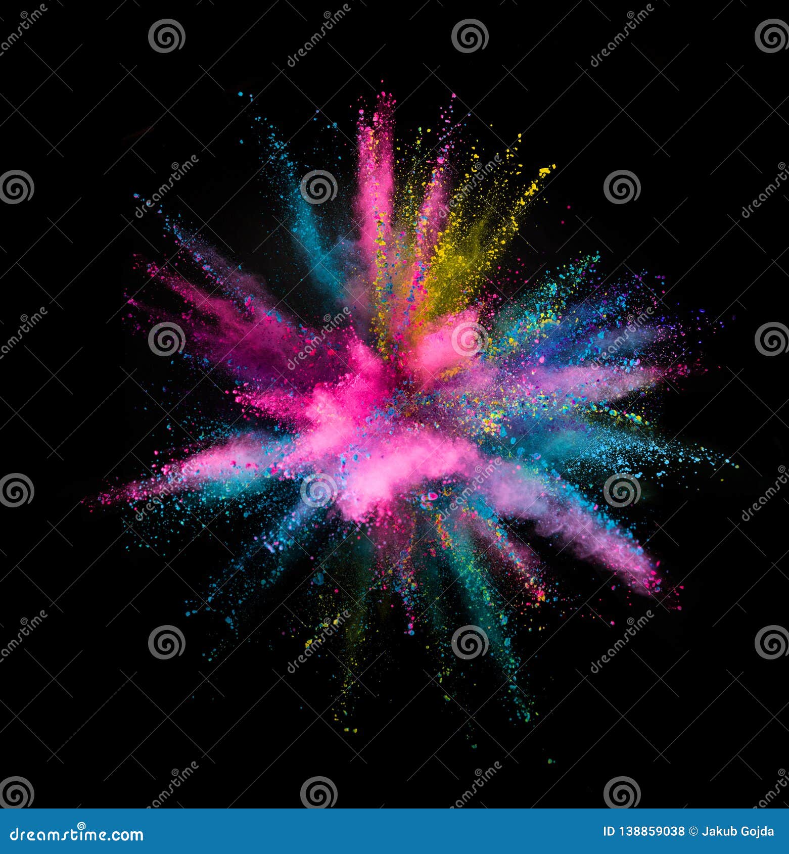 Multi Colored Powder Explosion Isolated on Black Stock Photo - Image of ...