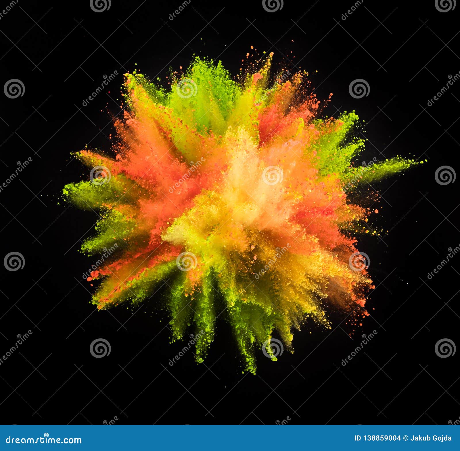 Multi Colored Powder Explosion Isolated on Black Stock Photo - Image of ...