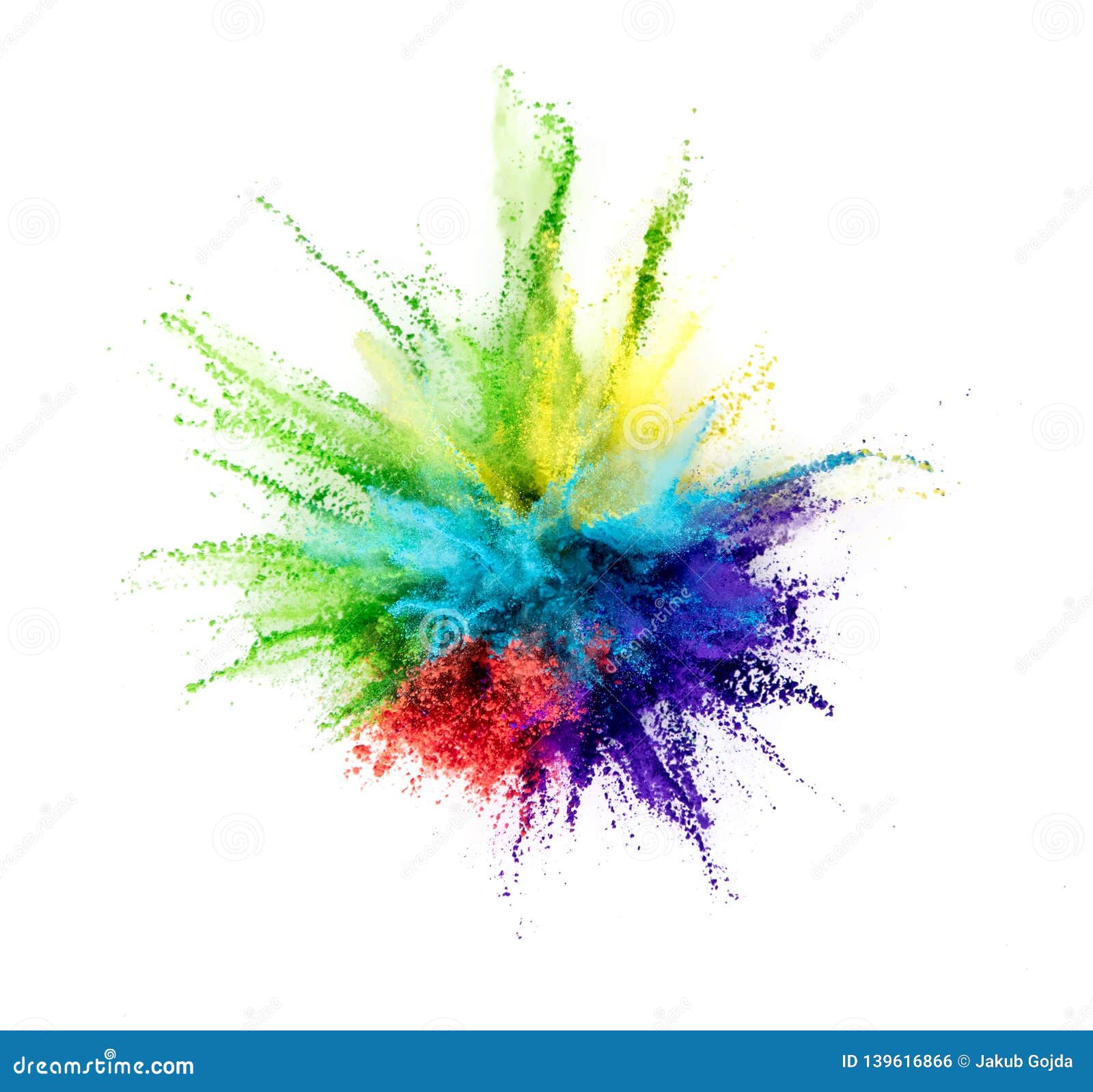 Multi Colored Powder Explosion Isolated on White Stock Photo - Image of ...