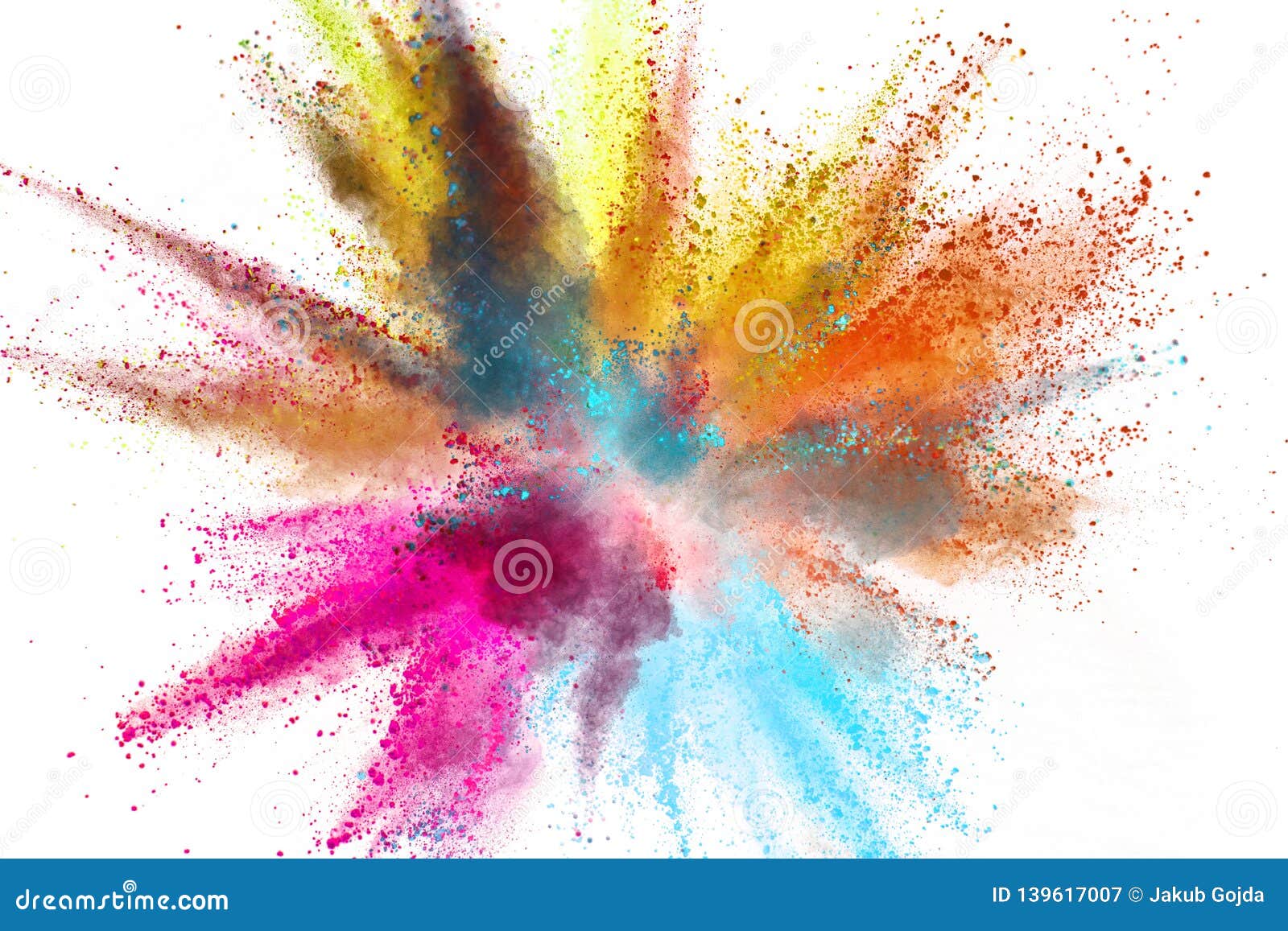 Multi Colored Powder Explosion Isolated on White Stock Image - Image of ...