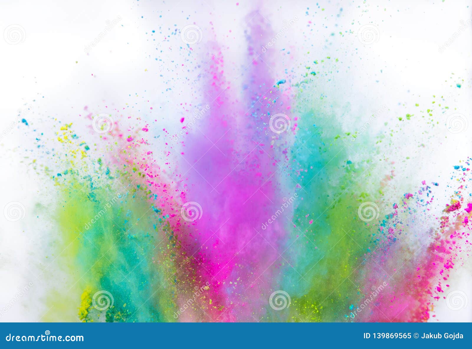 Multi Colored Powder Explosion Isolated on White Stock Image - Image of ...