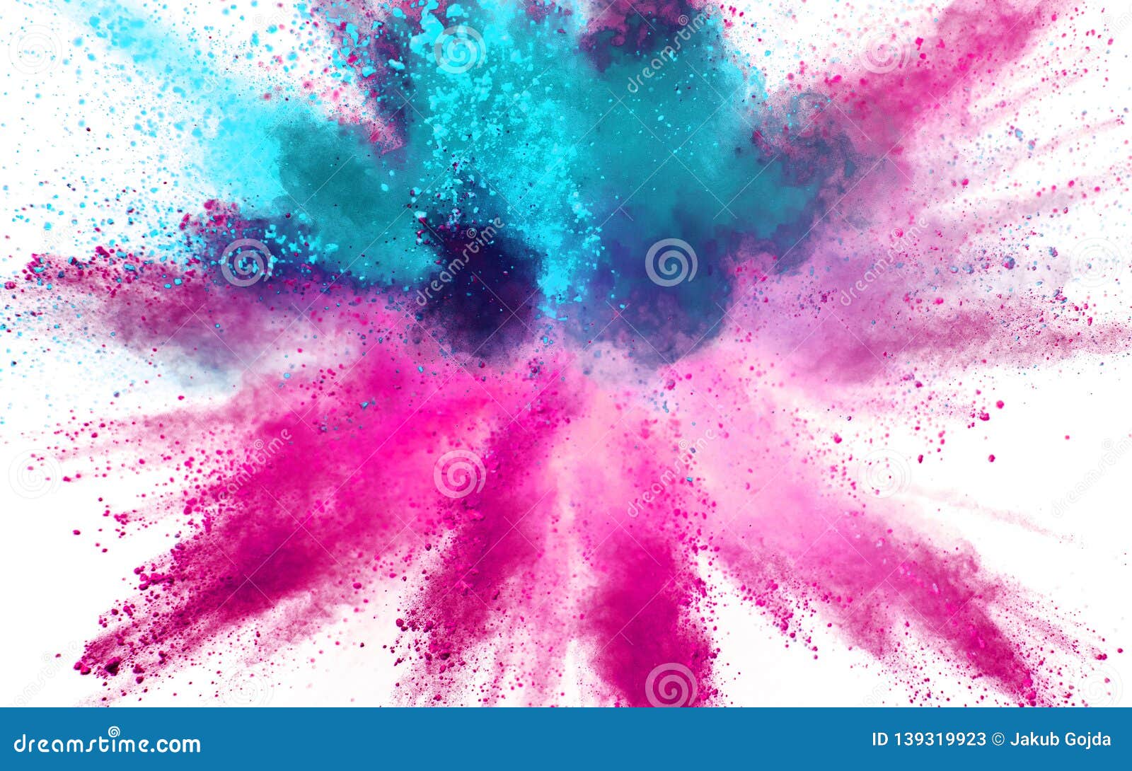 Multi Colored Powder Explosion Isolated on White Stock Image - Image of ...
