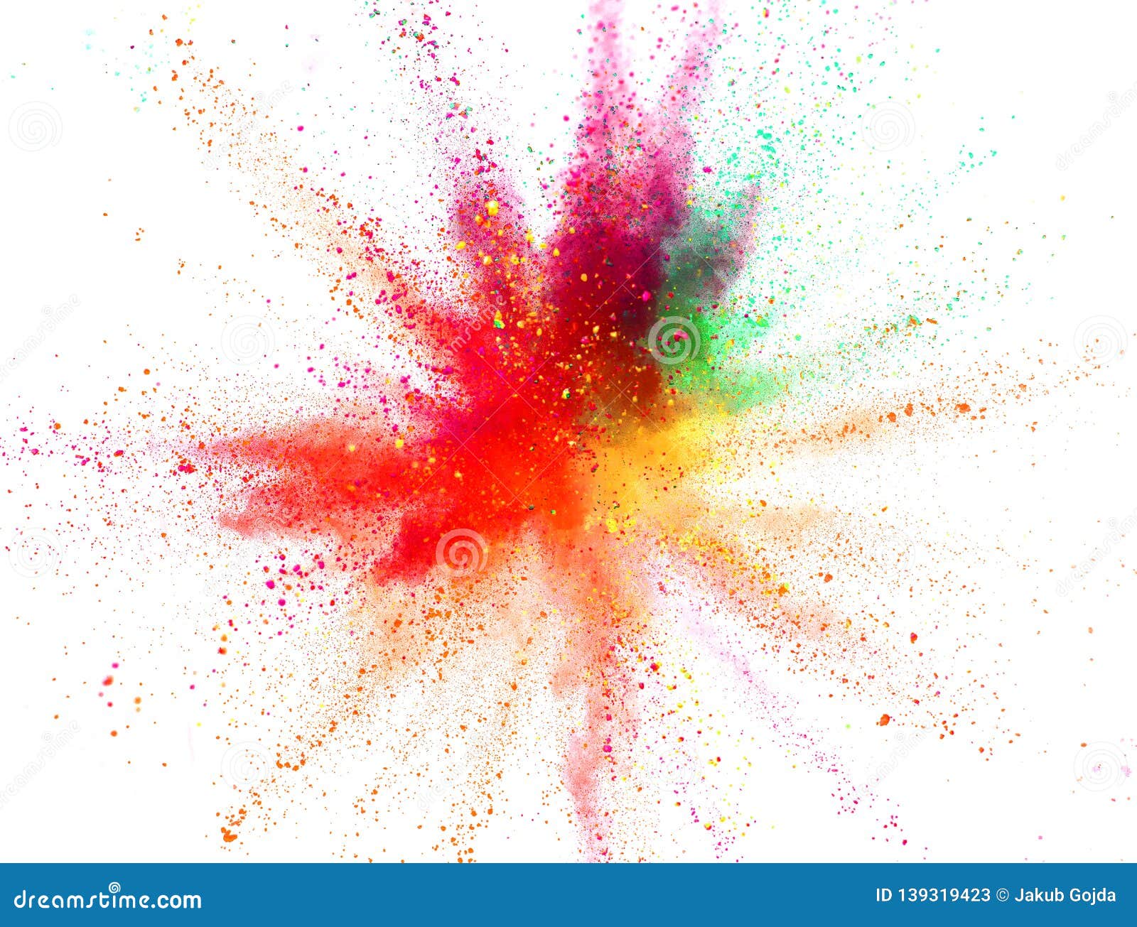 Multi Colored Powder Explosion Isolated on White Stock Image - Image of ...
