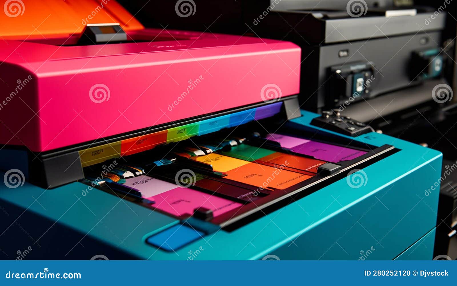 Multi Colored Printer Produces Creative Printouts for Business Industry ...
