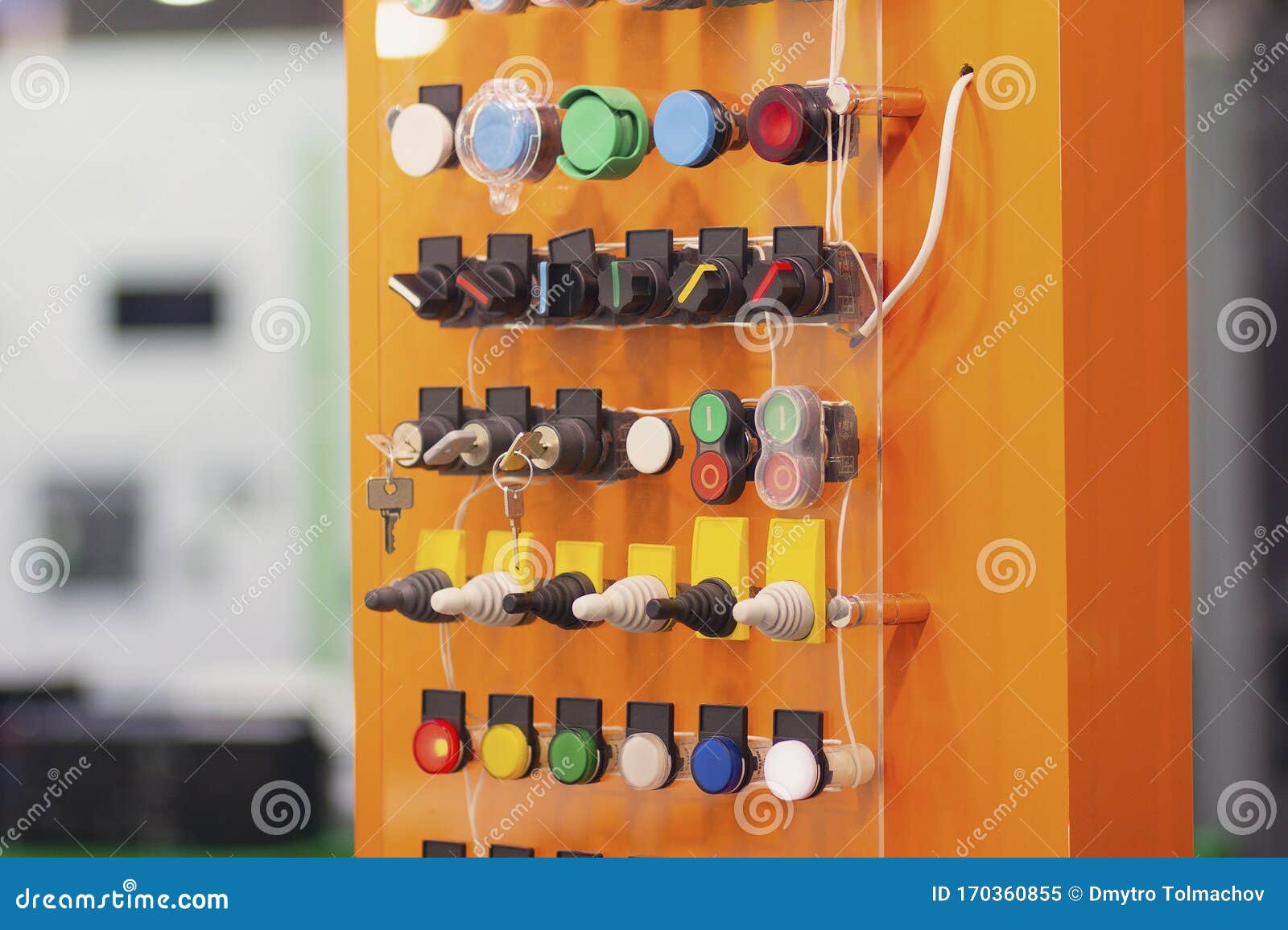 Multi-colored Push Button at the Exhibition Stand Stock Image - Image ...