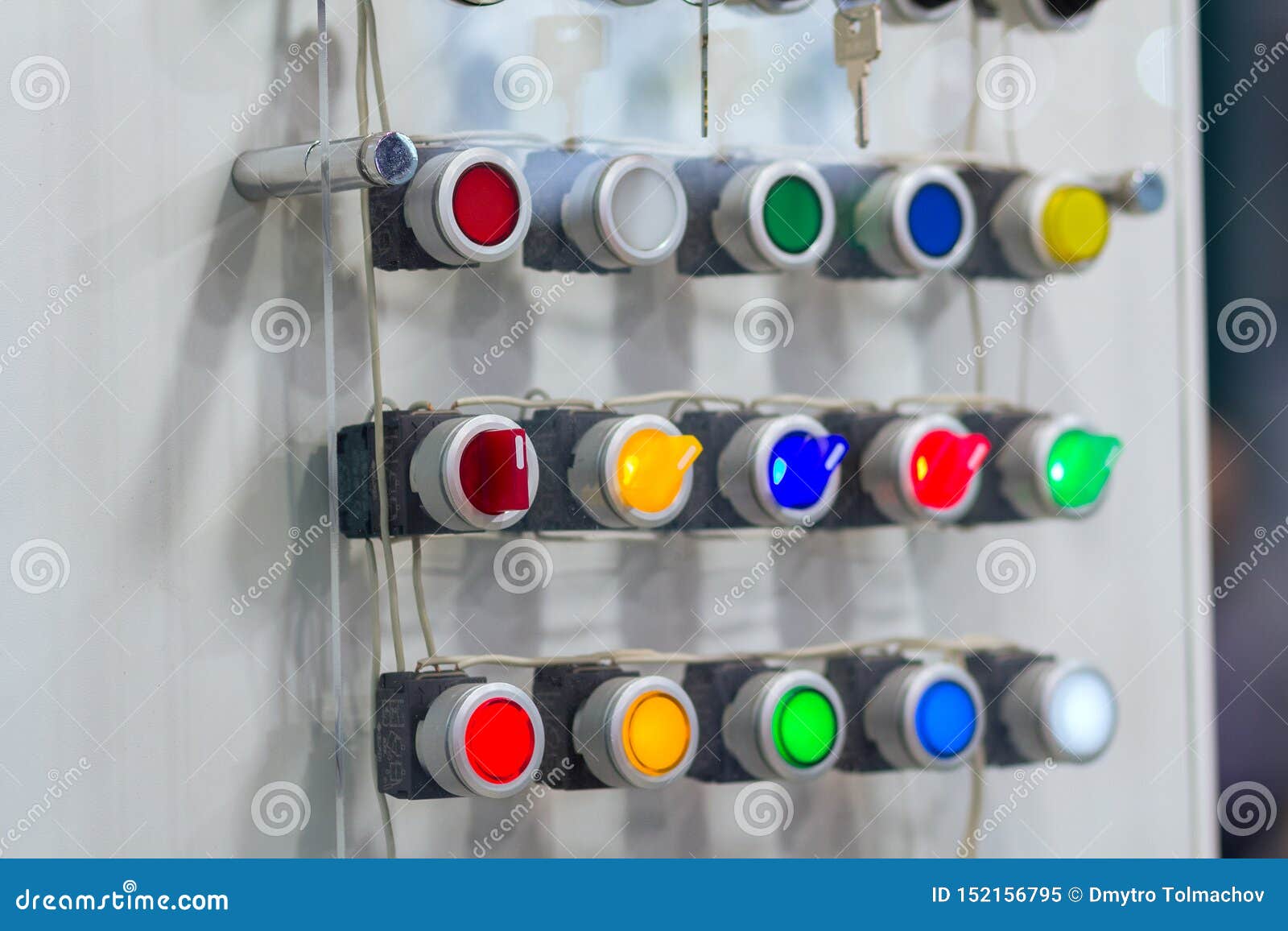 Multi-colored Push Button at the Exhibition Stand Stock Image - Image ...