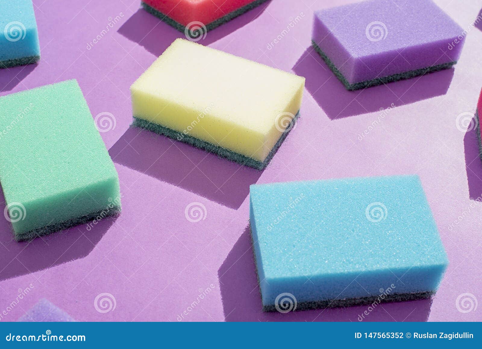 Multi-colored Rectangular Sponges for Washing Dishes Stock Photo ...