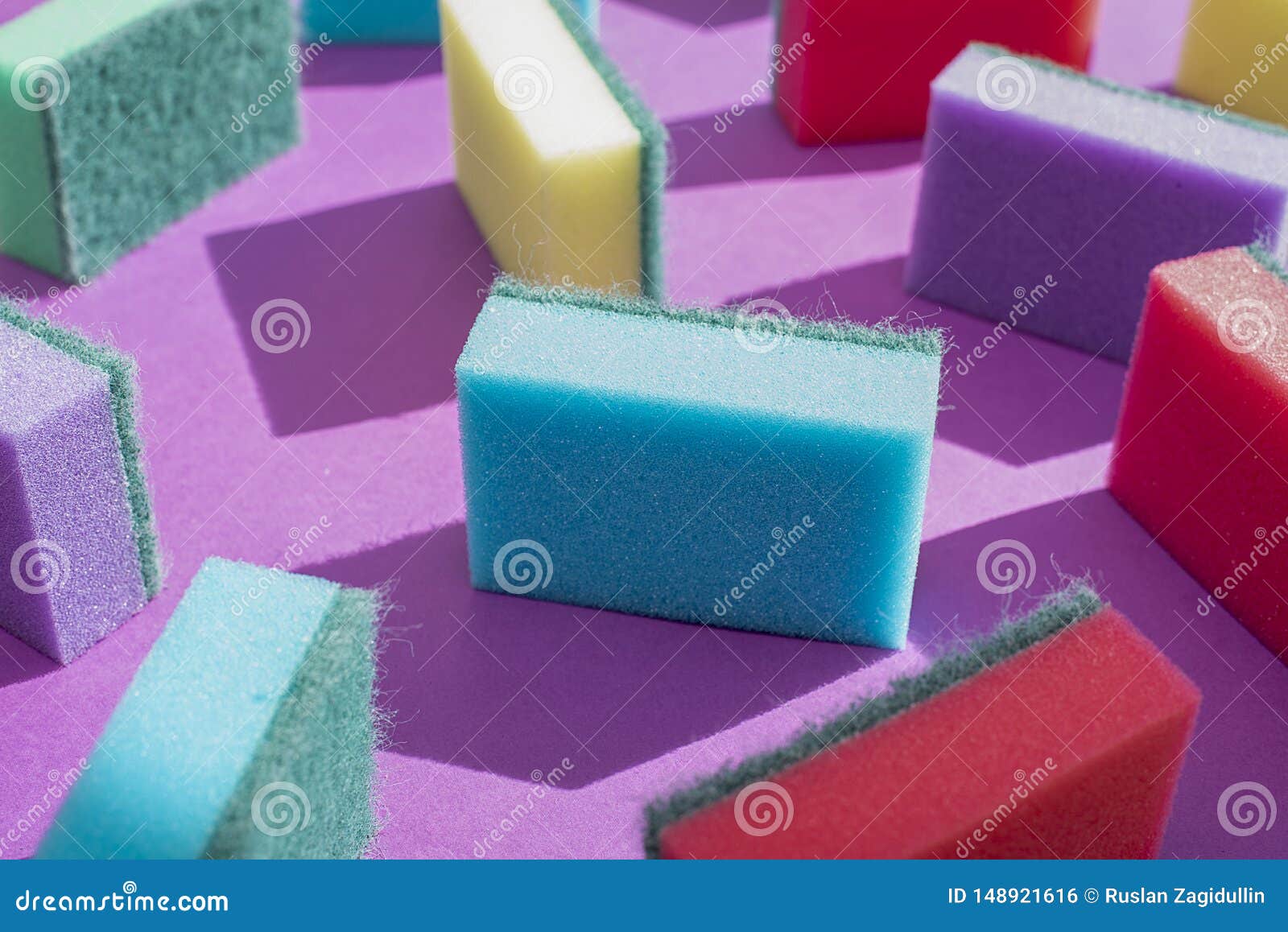 Multi-colored Rectangular Sponges for Washing Dishes Stock Photo ...