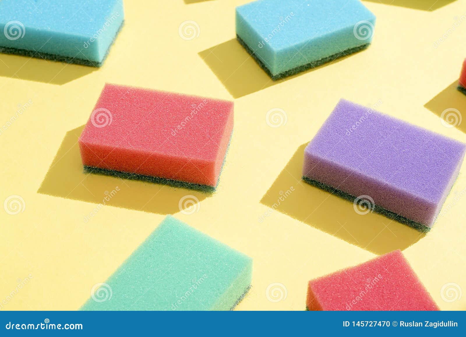 Multi-colored Rectangular Sponges for Washing Dishes Stock Photo ...