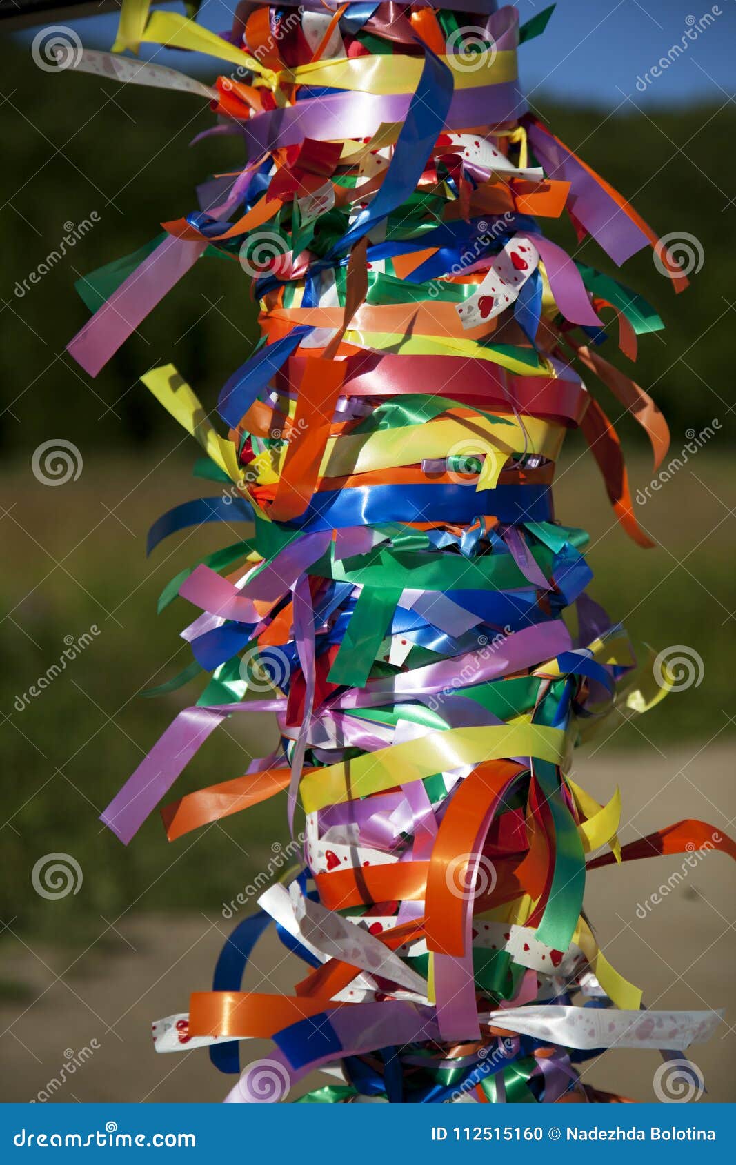 Multi-colored Ribbons on a Tree Stock Photo - Image of sacred, green ...