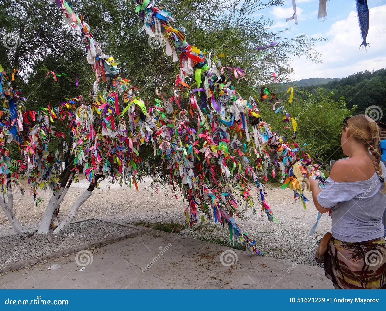 Multi-colored Ribbons on a Tree Editorial Stock Image - Image of ...