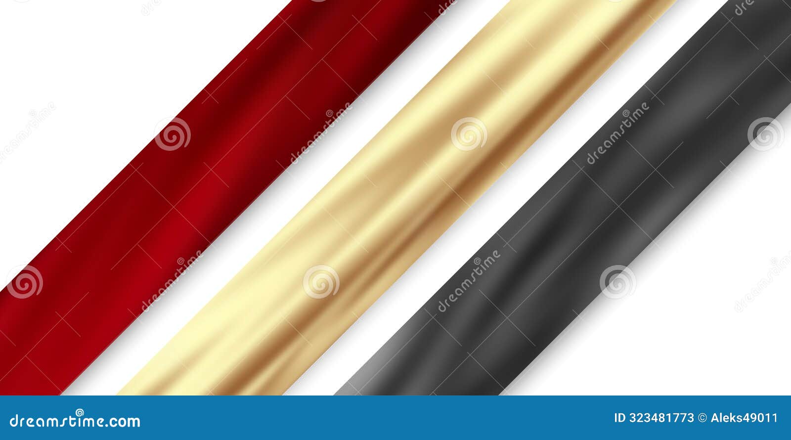 Multi-colored Ribbons on a White Background.Gold Fabric Stripe.Vector ...