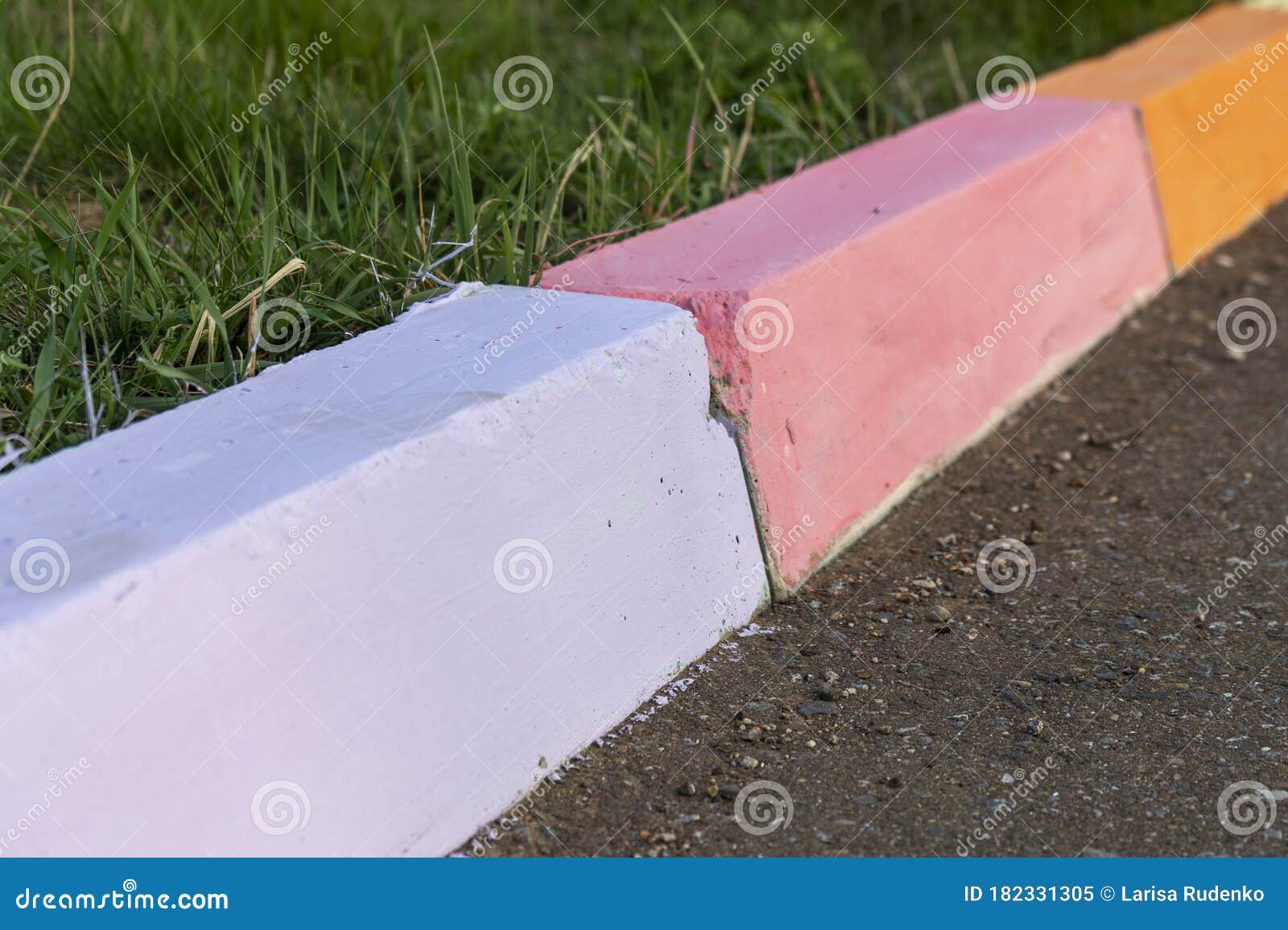 Multi-colored Road Borders. Kerbstones Stock Image - Image of design ...