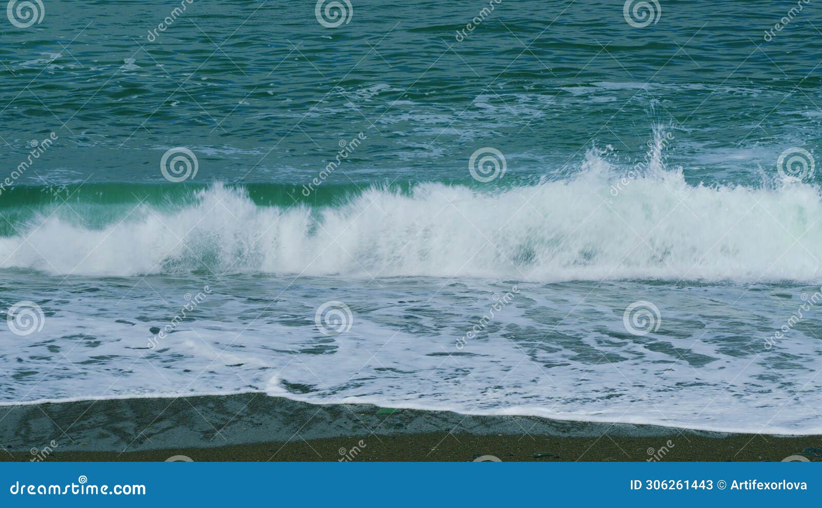Multi-Colored Round Sea Pebble on Sea Coast. Wave Leaves White Marks ...