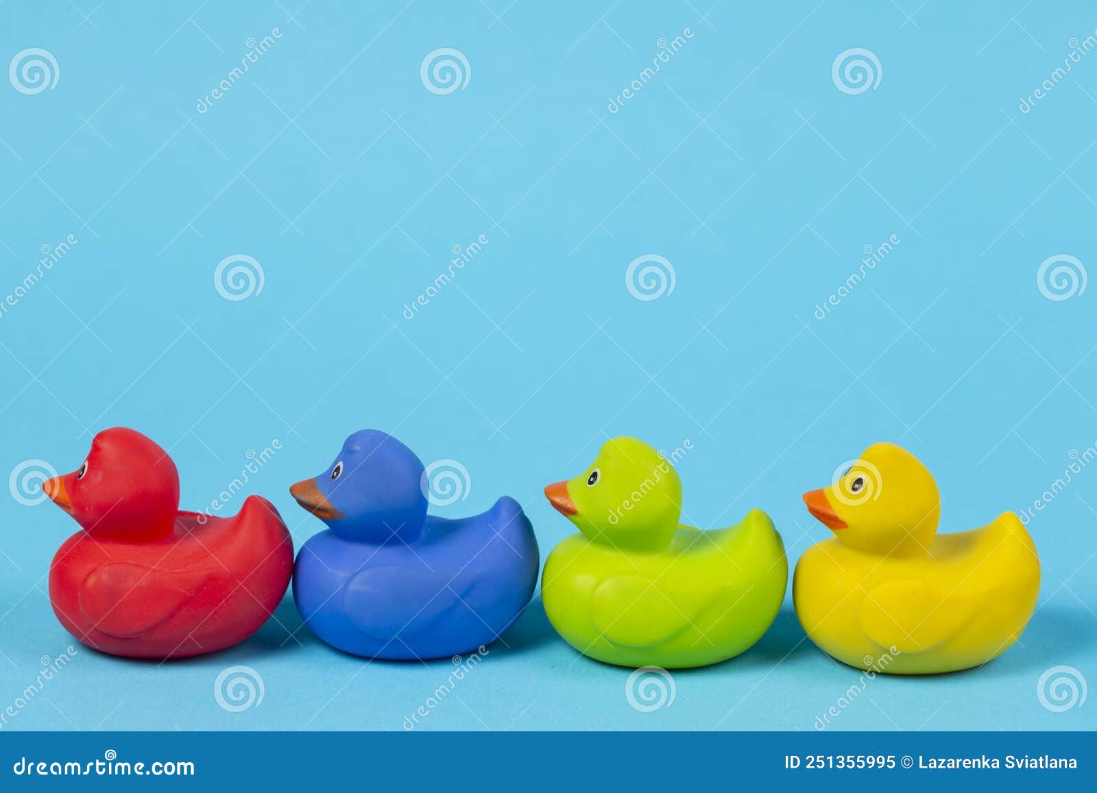 Multi-colored rubber ducks stock image. Image of bathe - 251355995