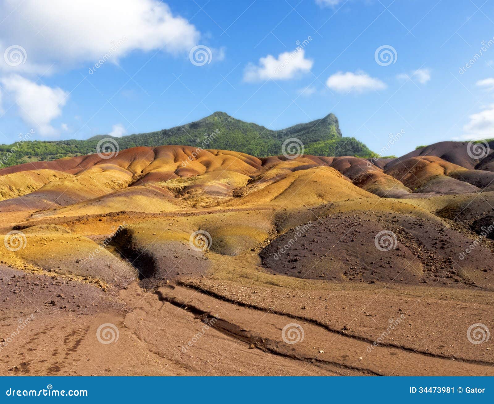 Multi Colored Sand Dunes of Chamarel Stock Image - Image of hillside ...