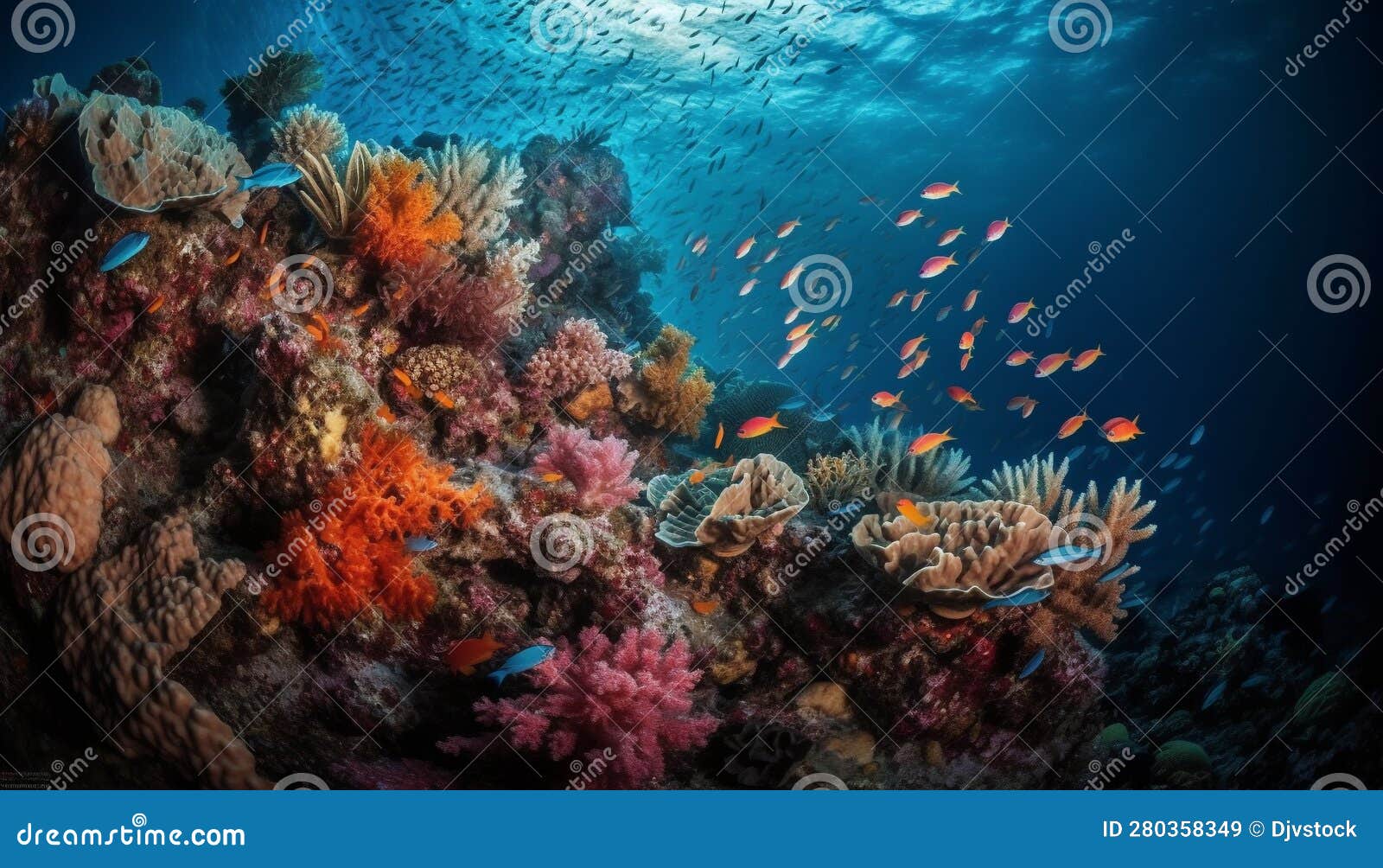 Multi Colored Sea Life in Idyllic Underwater Caribbean Landscape ...