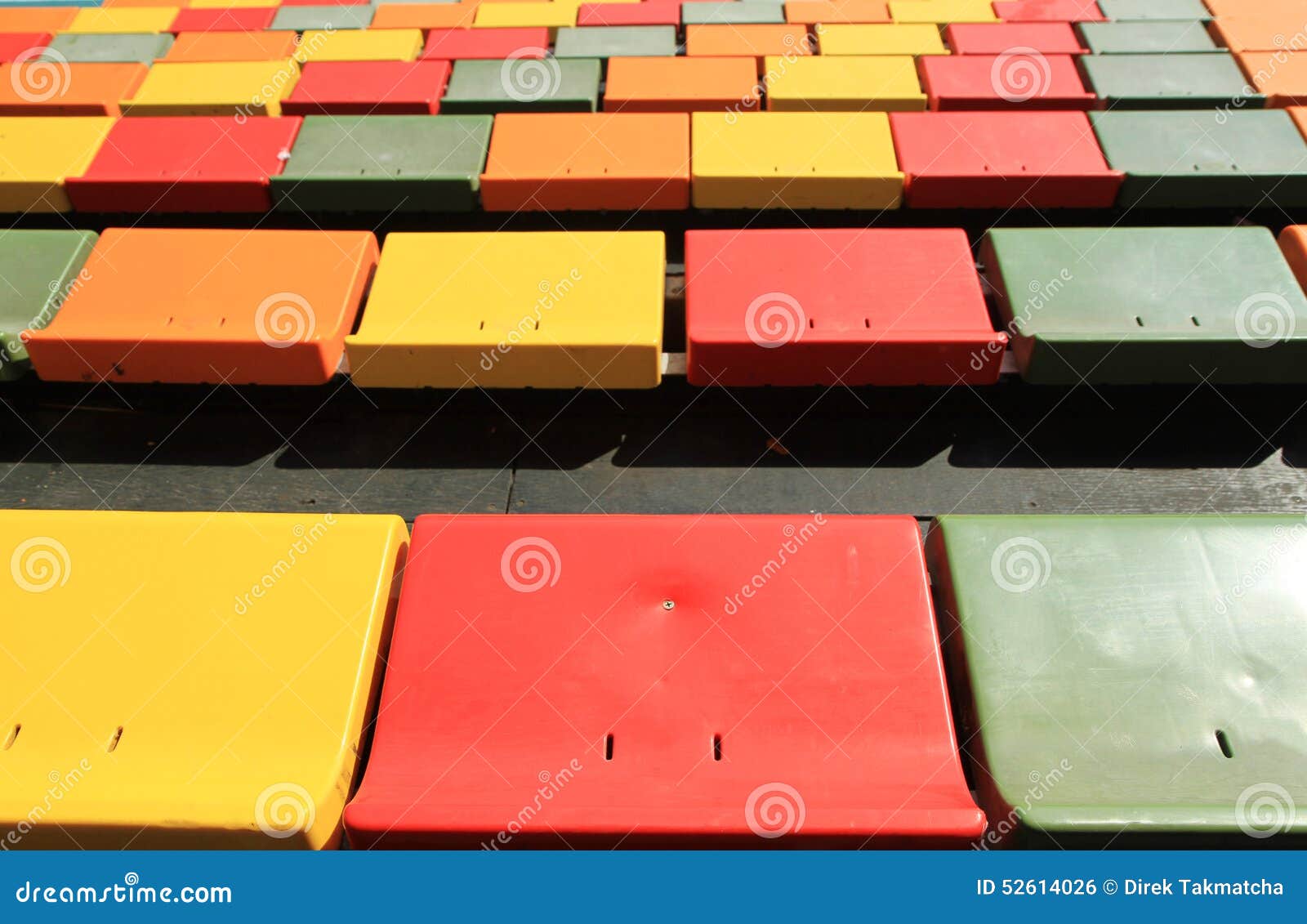 Multi colored seats stock photo. Image of ground, grey - 52614026