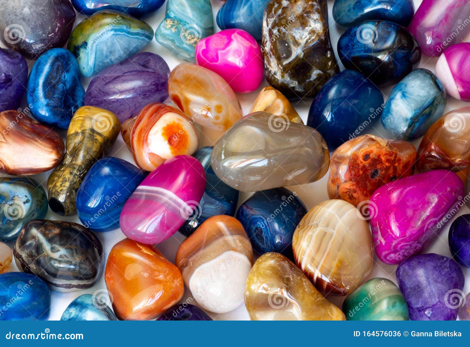 Multi-colored Semi-Precious Striped Agate Stones Stock Photo - Image of ...