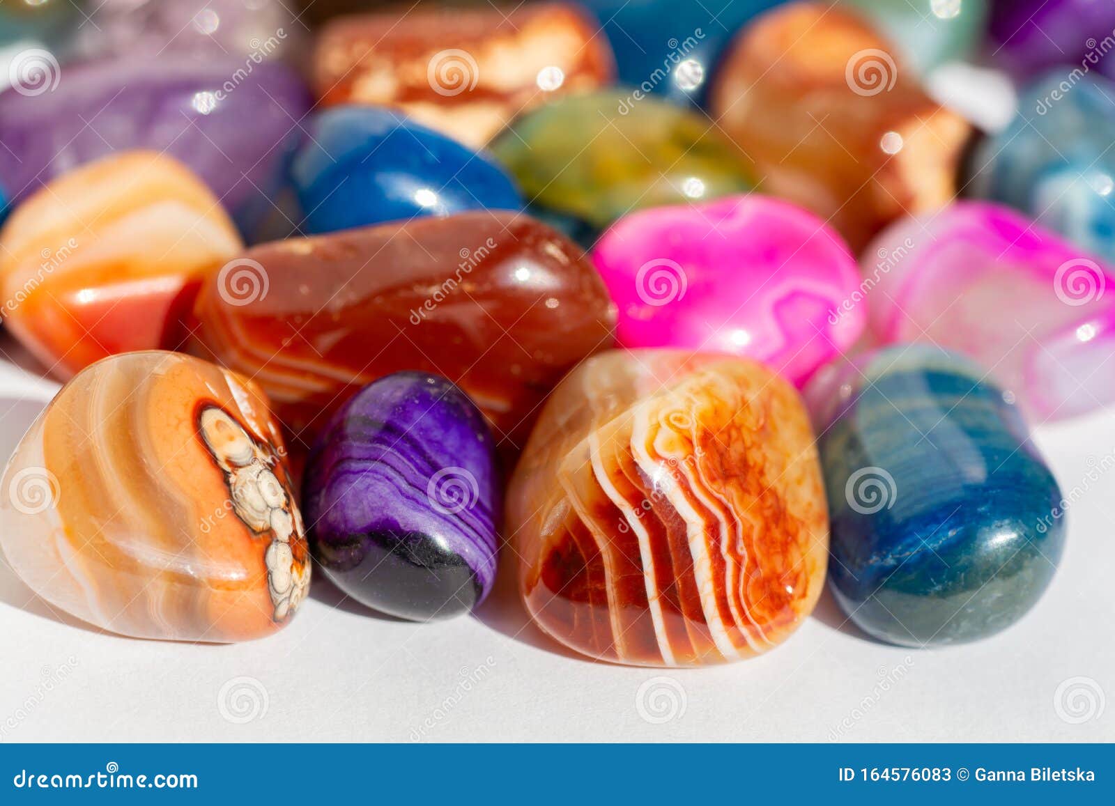 Multi-colored Semi-Precious Striped Agate Stones Stock Image - Image of ...