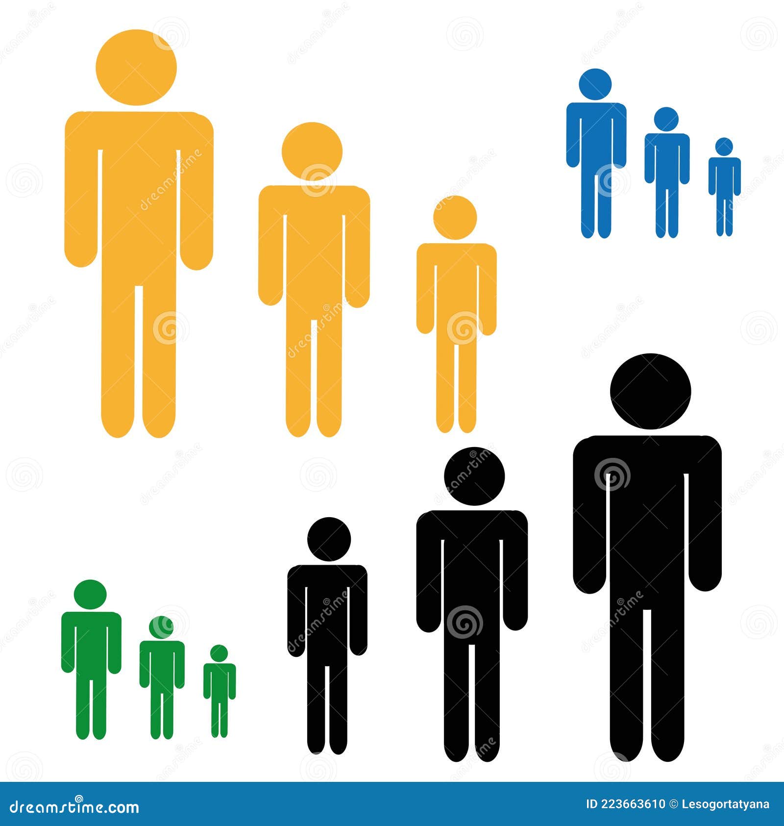 Set Of Pictograms With A Person Of Different Ages. From Baby Girl To ...