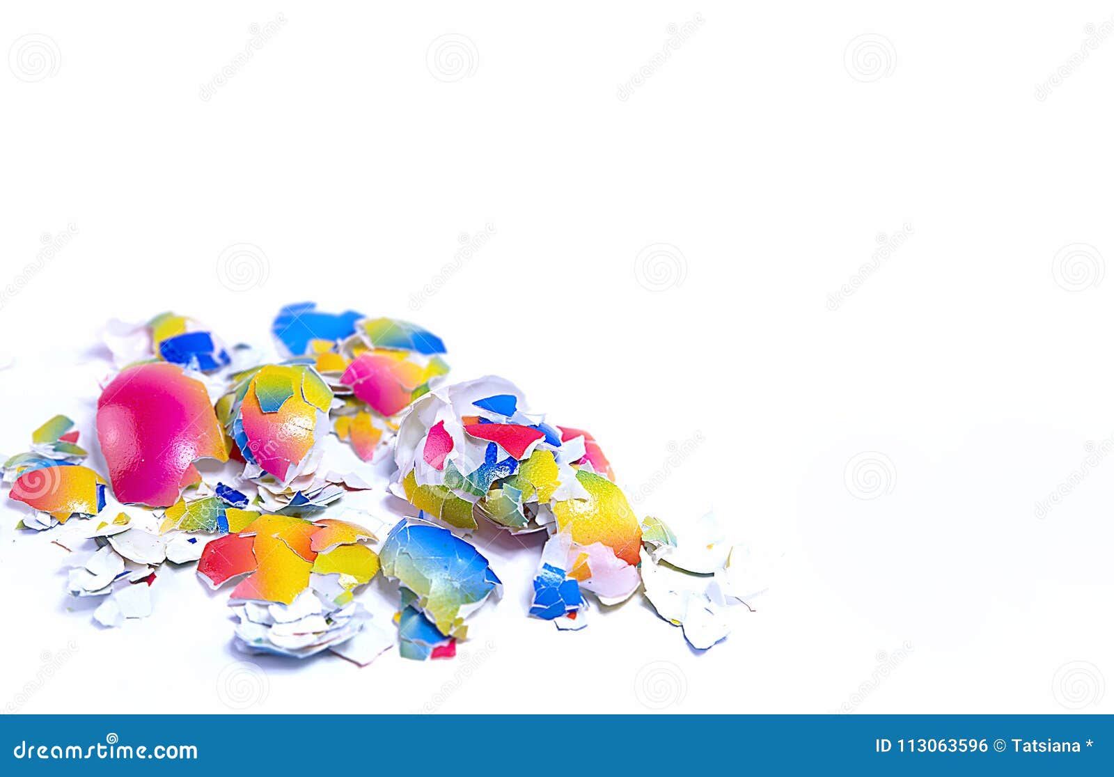 Multi-colored Shells from the Eggs on a White Background, Abstraction ...