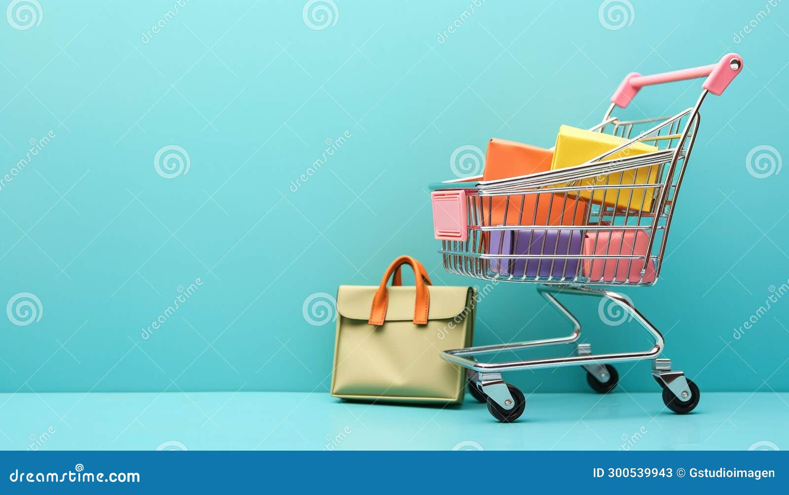 Multi Colored Shopping Cart with Blue Packet Inside Generated by AI ...