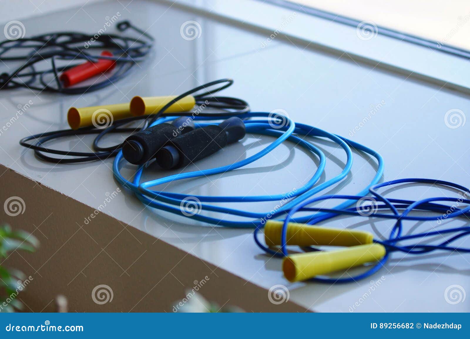 Multi-colored Skipping Rope in the Gym Stock Photo - Image of sport ...
