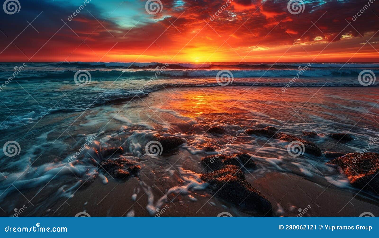 Multi Colored Sky Reflects on Tranquil Waters at Dusk on Coastline ...