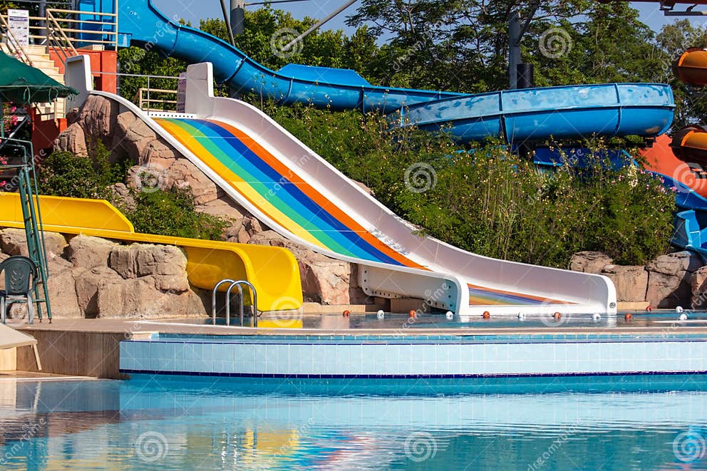 Multi-colored Slides in the Water Park Stock Image - Image of ...