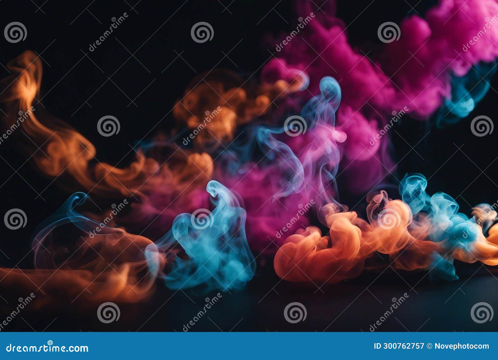 Multi-colored Smoke. Abstract Background of Colored Smoke. Dark ...