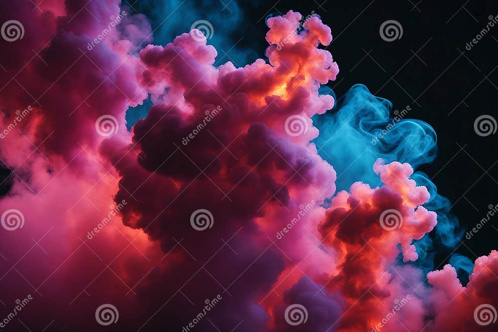 Multi-colored Smoke. Abstract Dark Background of Colored Smoke. AI ...