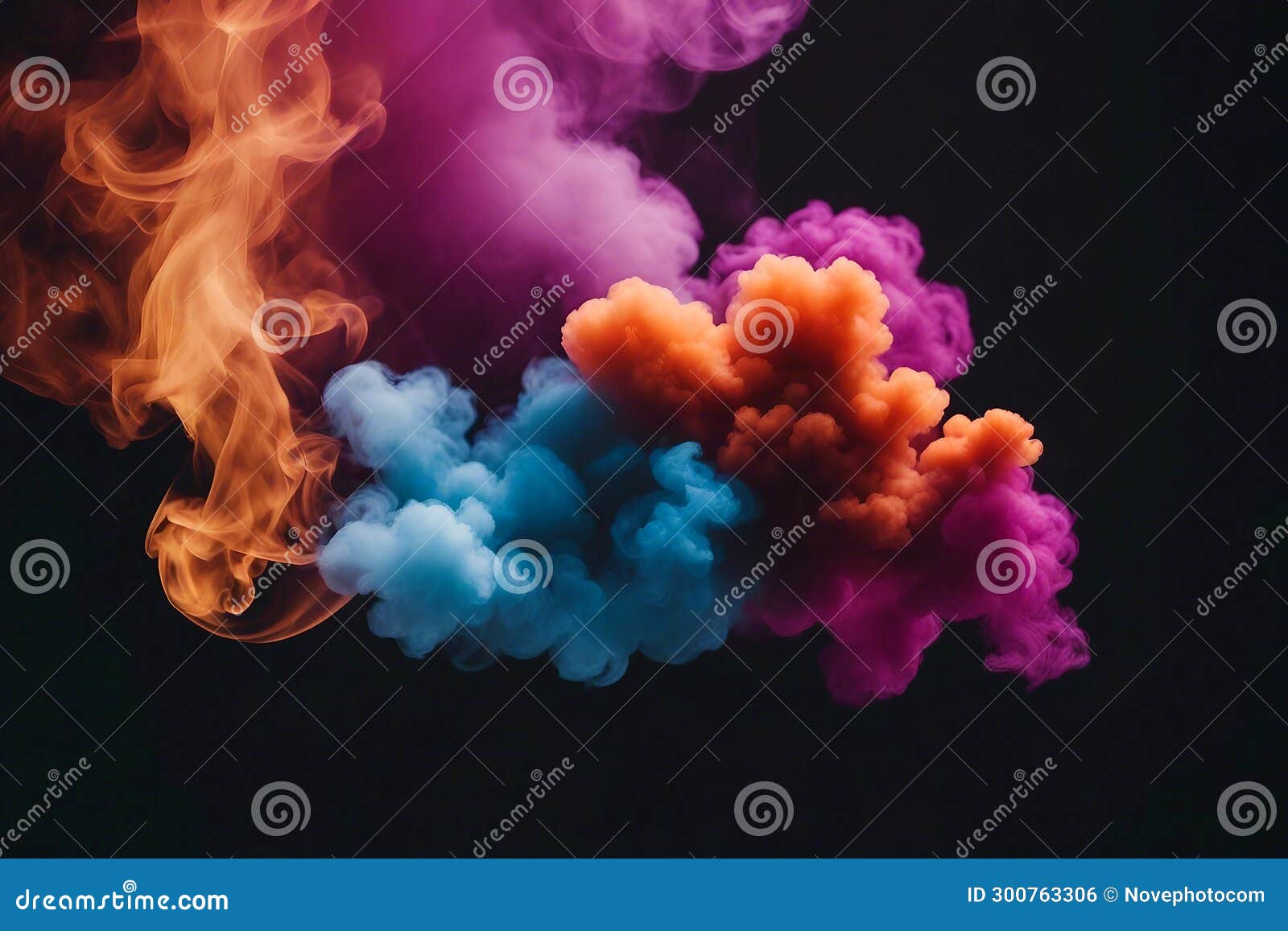 Multi-colored Smoke on Black. Abstract Background of Colored Smoke. AI ...
