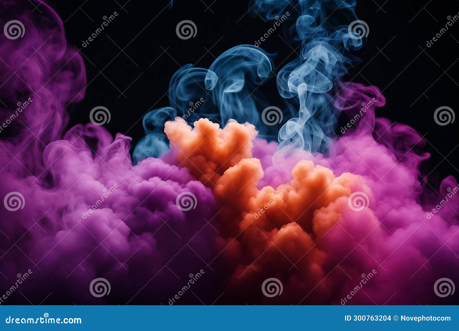 Multi-colored Smoke on Black. Abstract Colored Smoke Background. Dark ...