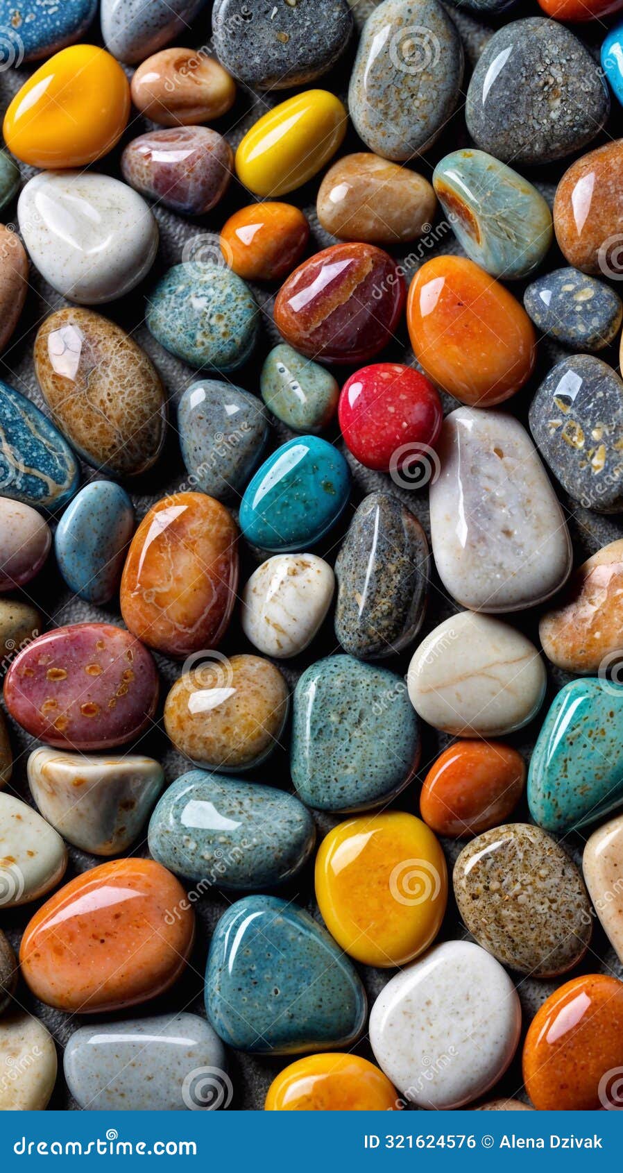 Multi-colored Smooth Stones Close-up. Generative AI. Stock Illustration ...