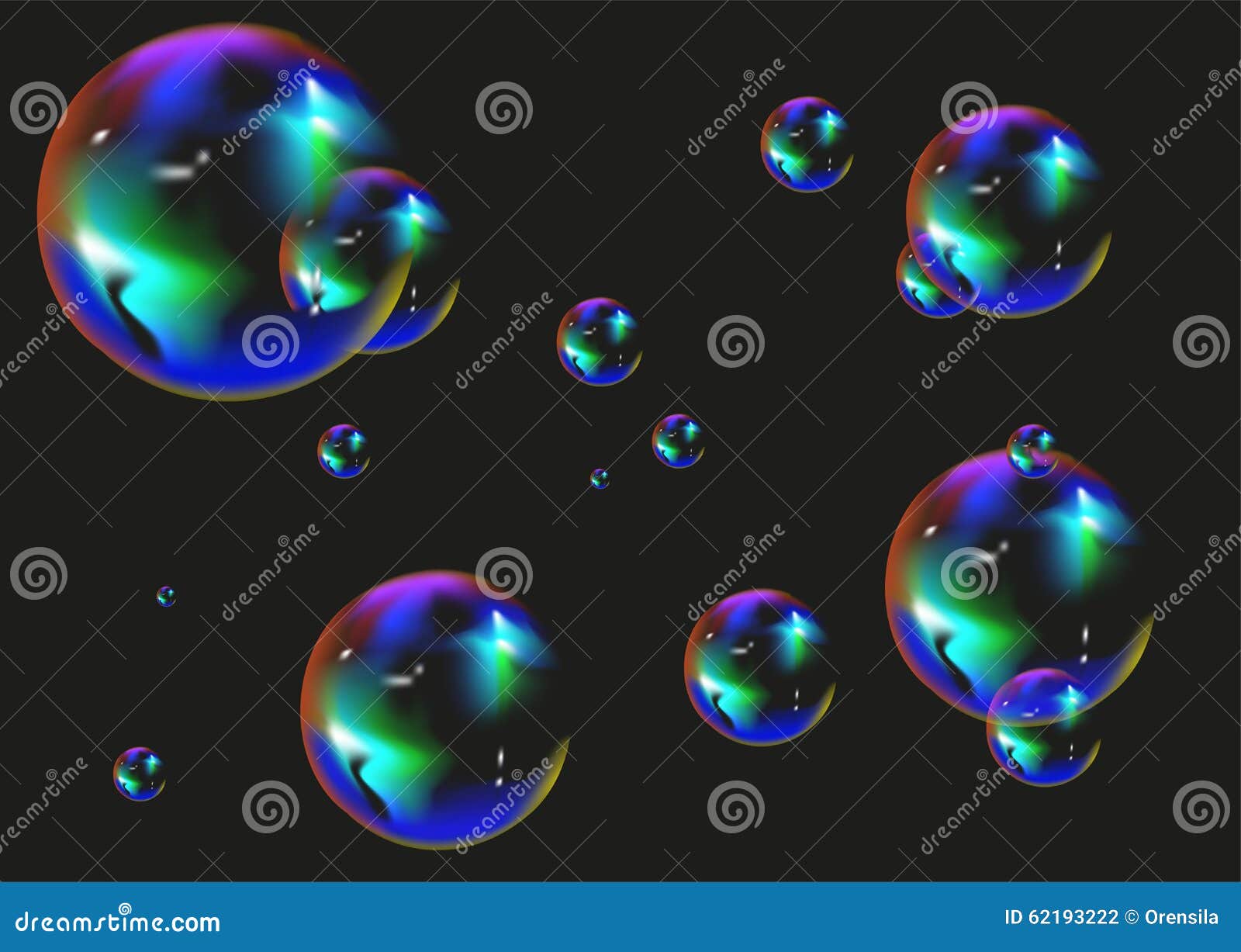Multi Colored Soap Bubbles on Black Background Stock Vector ...
