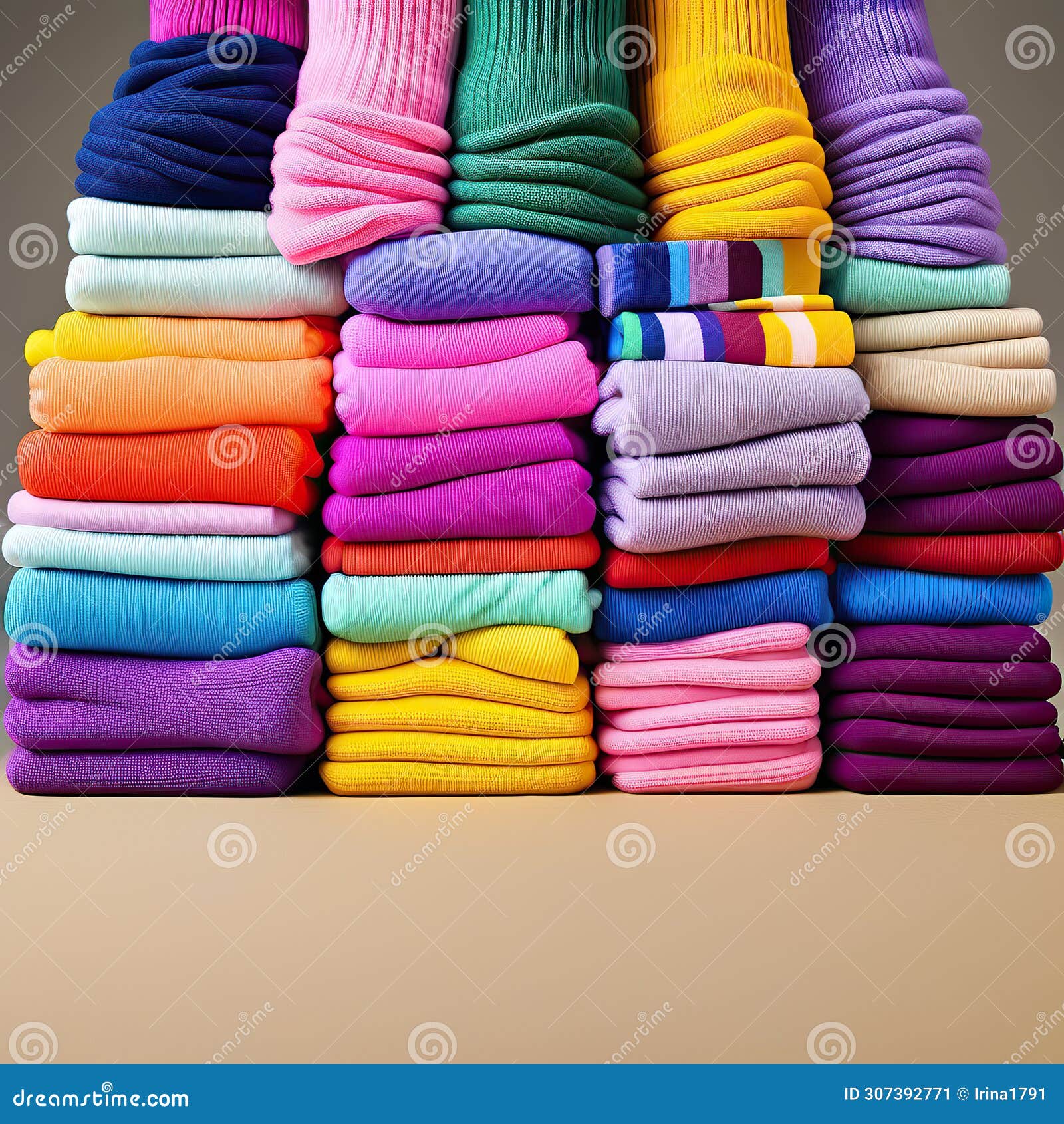 Multi-colored Socks Folded in a Stack. Concept - Lifestyle, Order in ...
