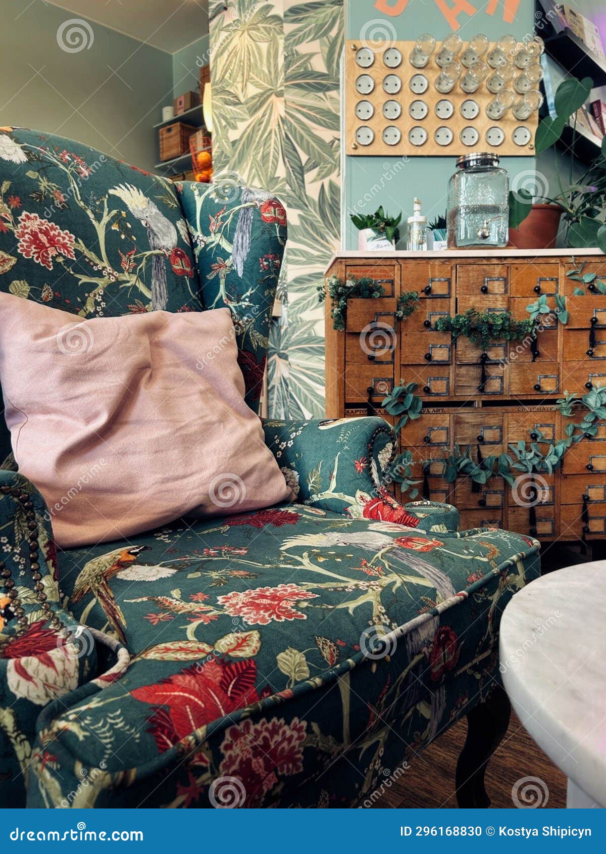 Multi-colored Soft Green Chair with a Pattern Stock Illustration ...