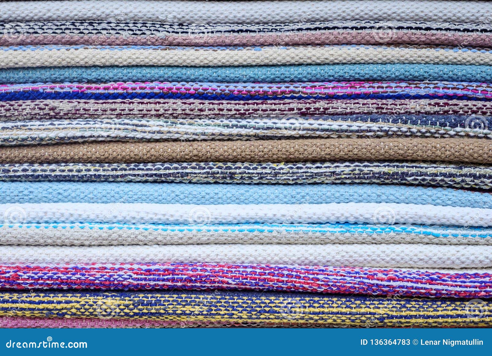 Multi Colored Soft Mats Lying in One Pile in Modern Shop Stock Image ...