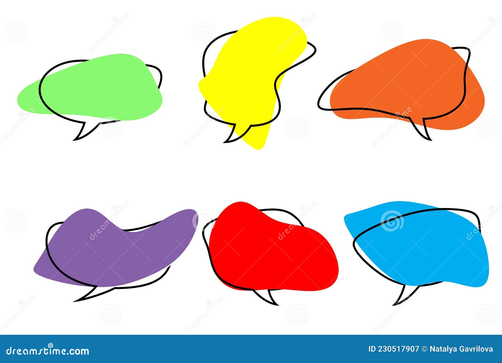 Multi-colored Speech Bubbles of Abstract Shape Stock Illustration ...