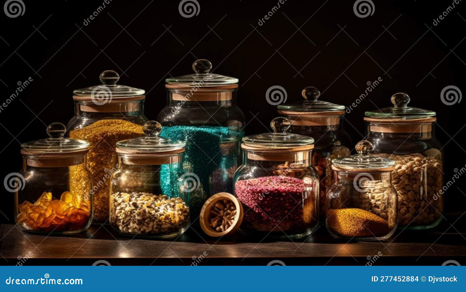 Multi Colored Spice Jar Collection Adds Gourmet Variety Generated by AI ...
