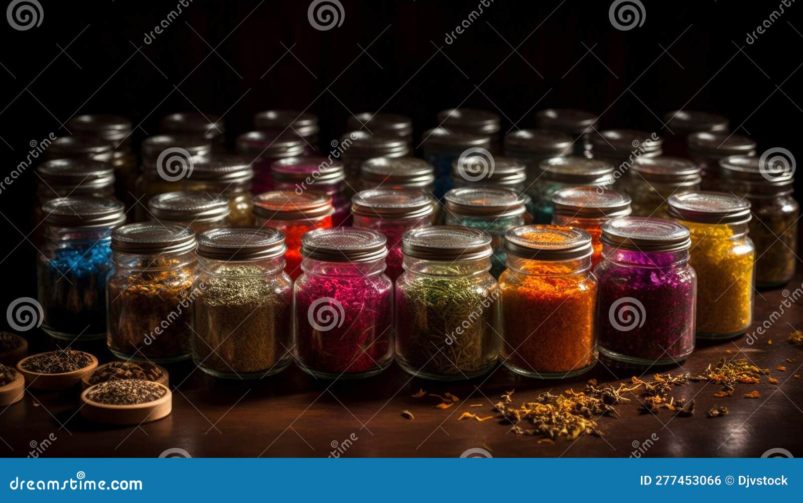 Multi Colored Spices in Glass Jar for Cooking Generated by AI Stock ...