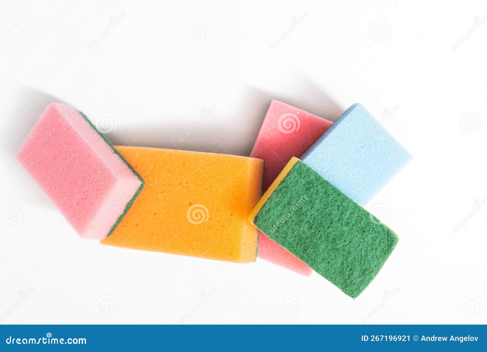 Multi-colored Sponges for Dishes Isolated on a White Background. Stock ...
