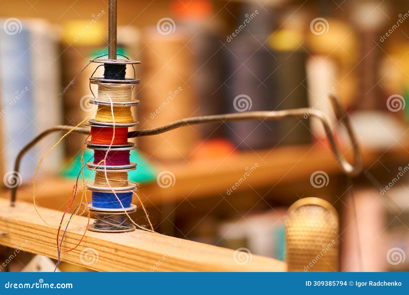 Multi Colored Spools of Thread for a Sewing Machine in a Tailor S ...