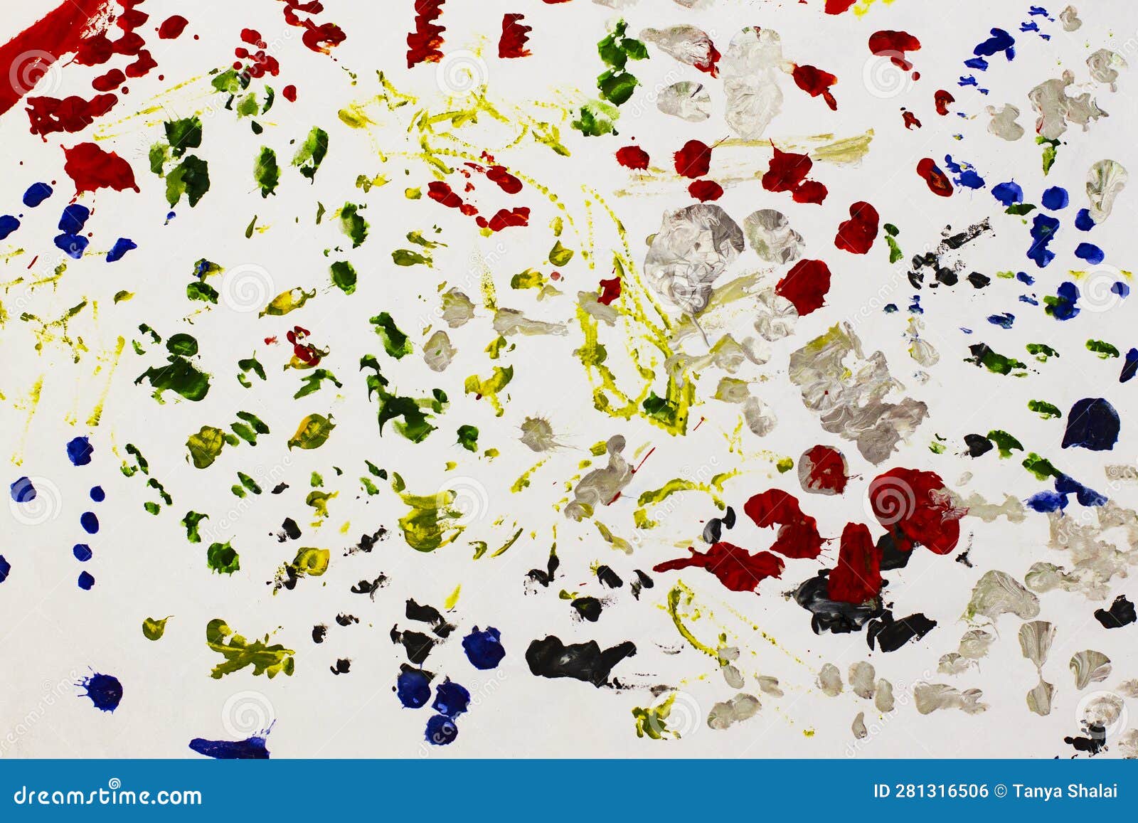 Colored Spots On The Paper. Stains On Paper. Pasty Strokes Of Acrylic ...