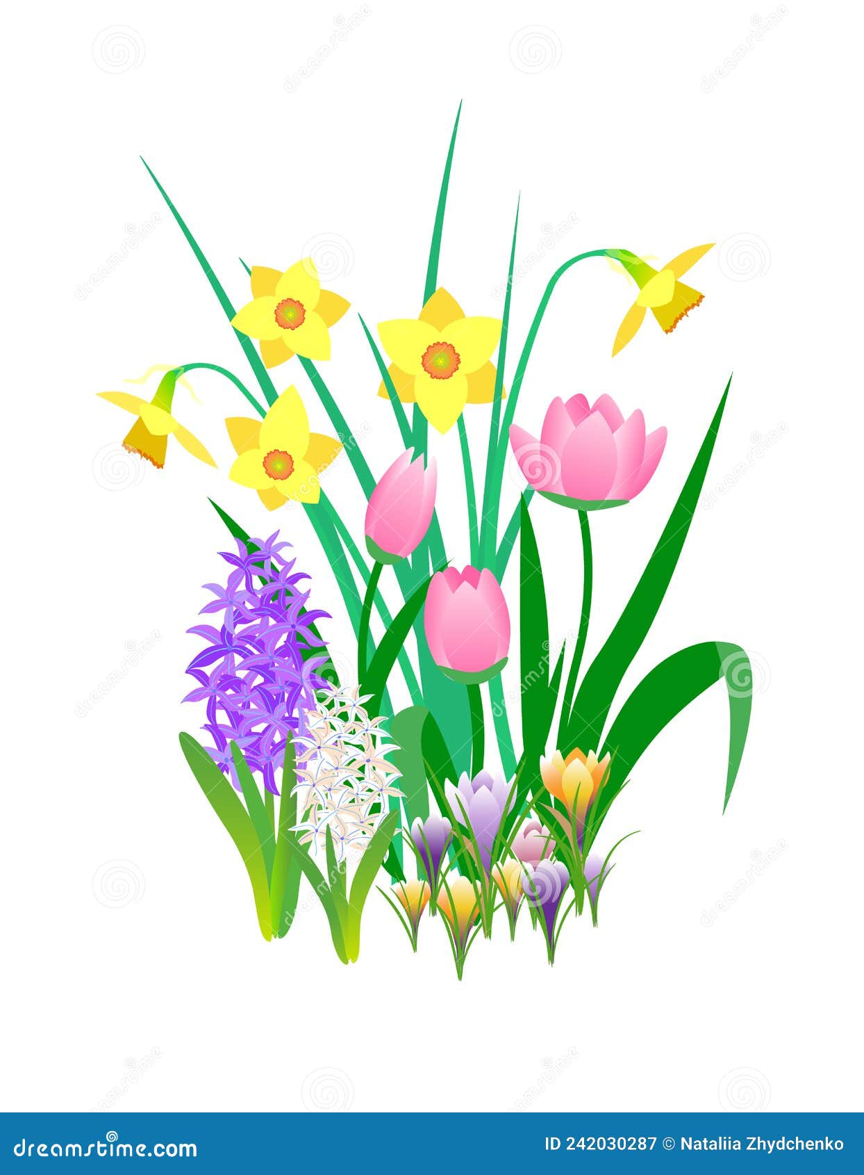 Multi-colored Spring Flowers Composition Stock Vector - Illustration of ...