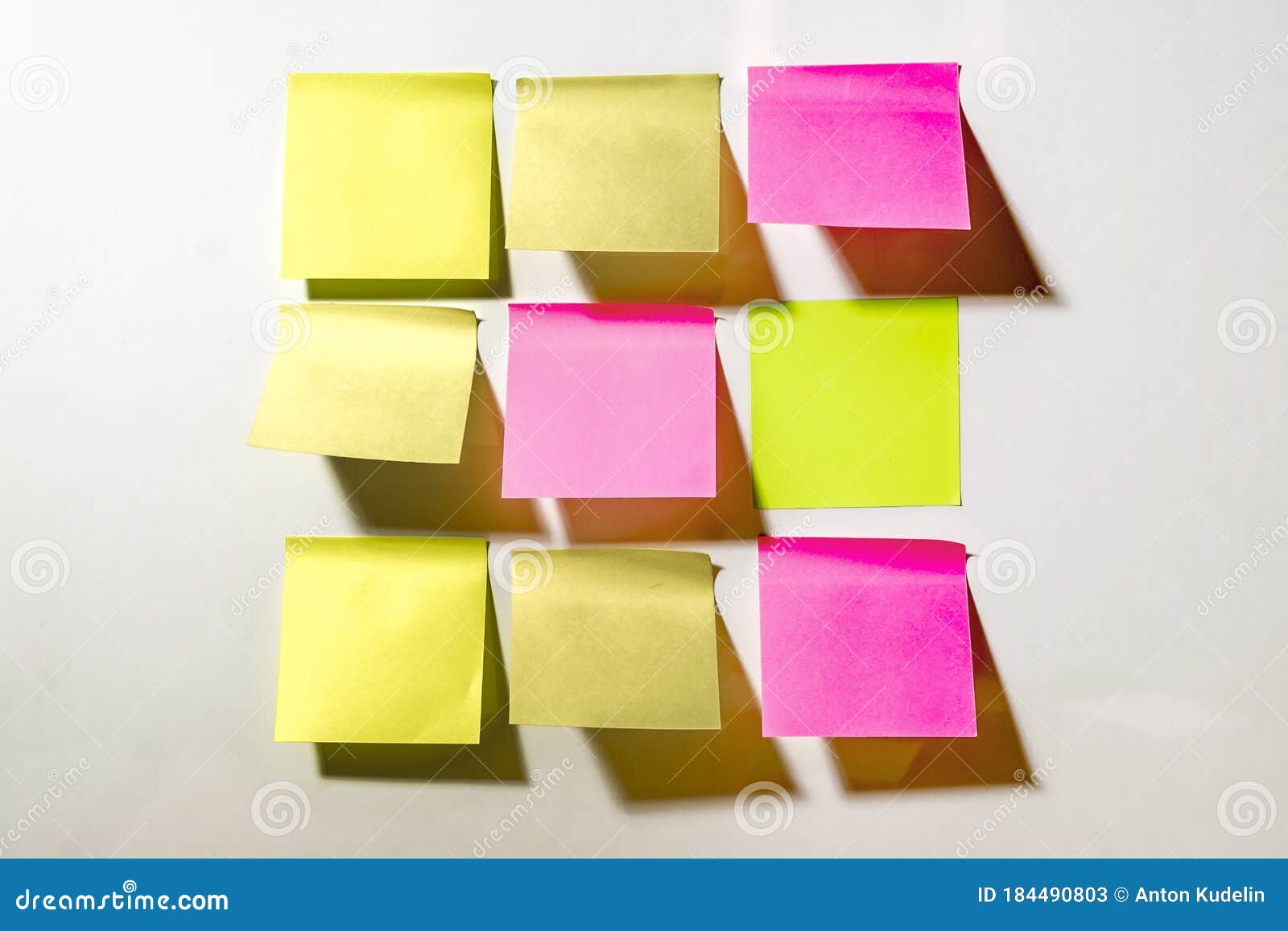 Multi-colored Square Post-it Notes Pasted on a White Wall Stock Image ...