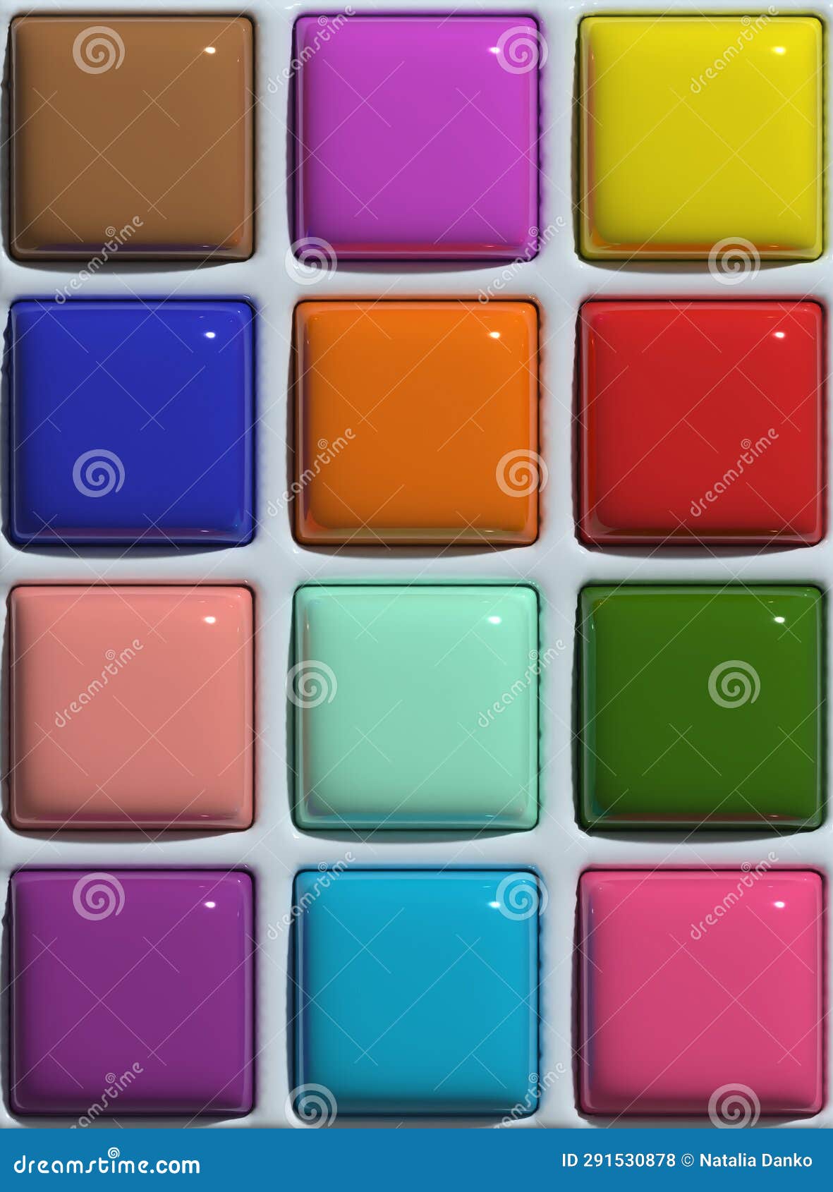 Multi-colored Squares, Inflated Figures. 3D Rendering Illustration ...