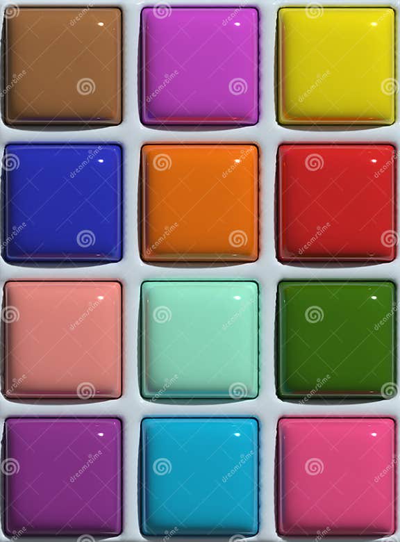 Multi-colored Squares, Inflated Figures. 3D Rendering Illustration ...