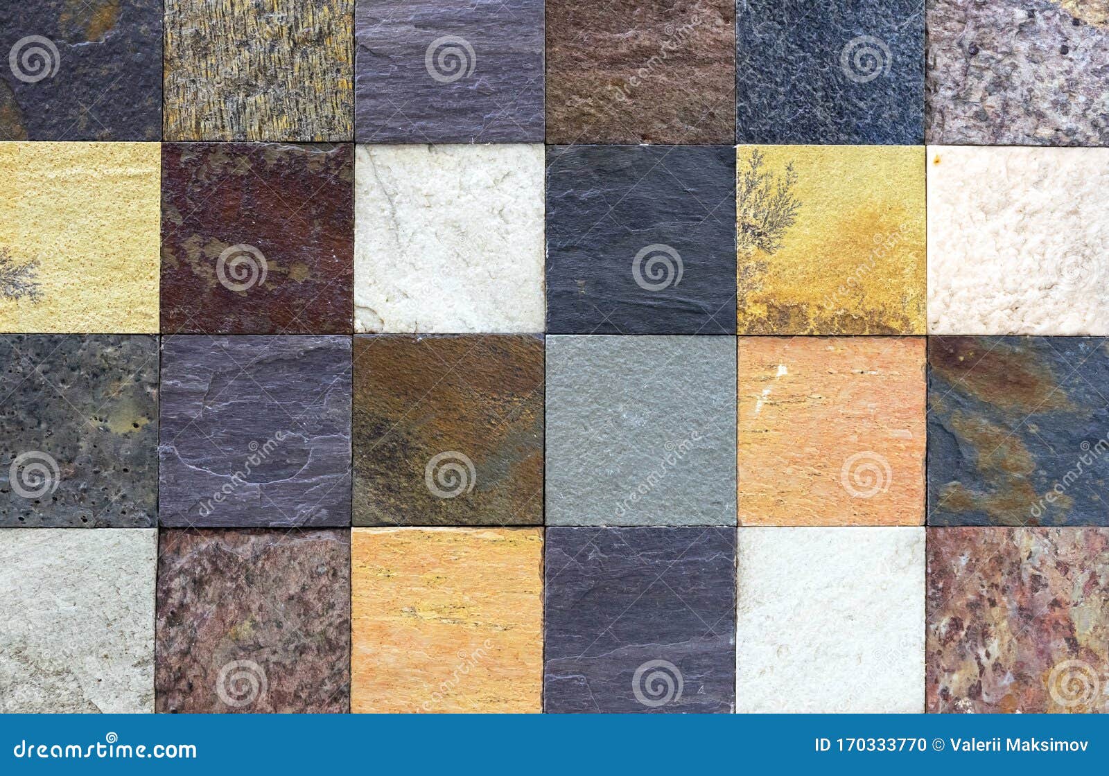 Multi-colored Squares from of Natural Stone for Room Decor. Blocks Made ...